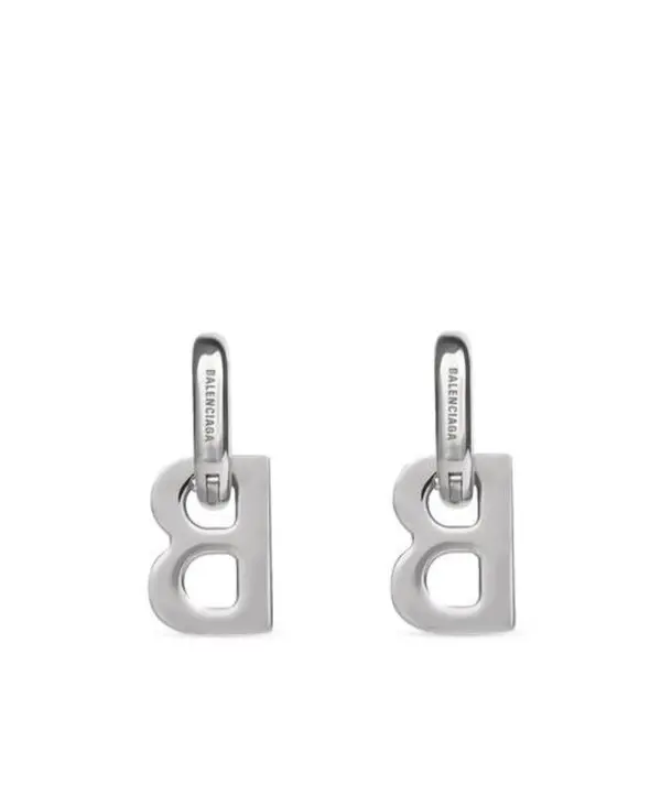 Balenciaga B Chain Xs Earrings In Shiny Silver