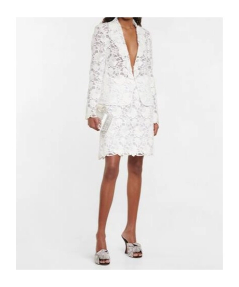 Giambattista Valli Single-breasted Fringed Lace Jacket