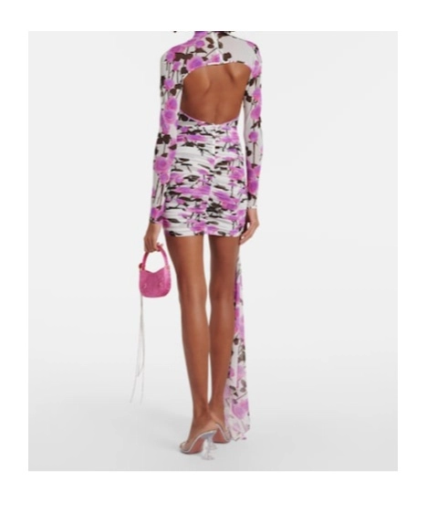 David Koma Floral Ruched Mini Dress