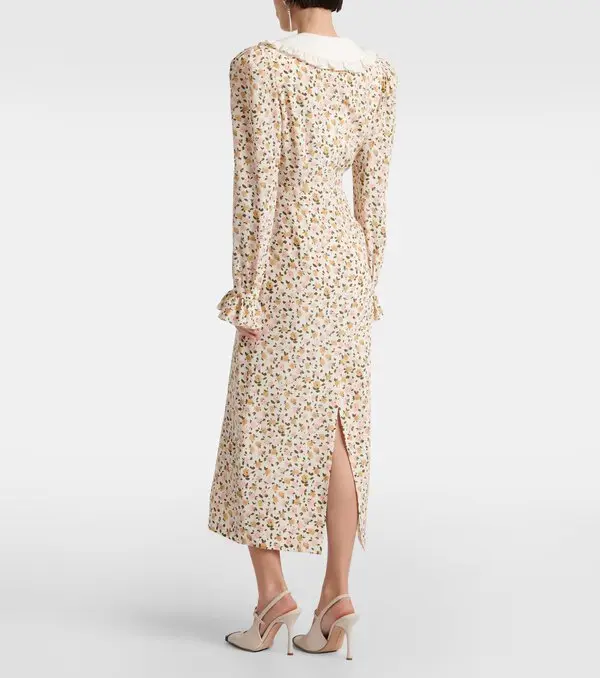 Alessandra Rich Floral Silk Midi Dress