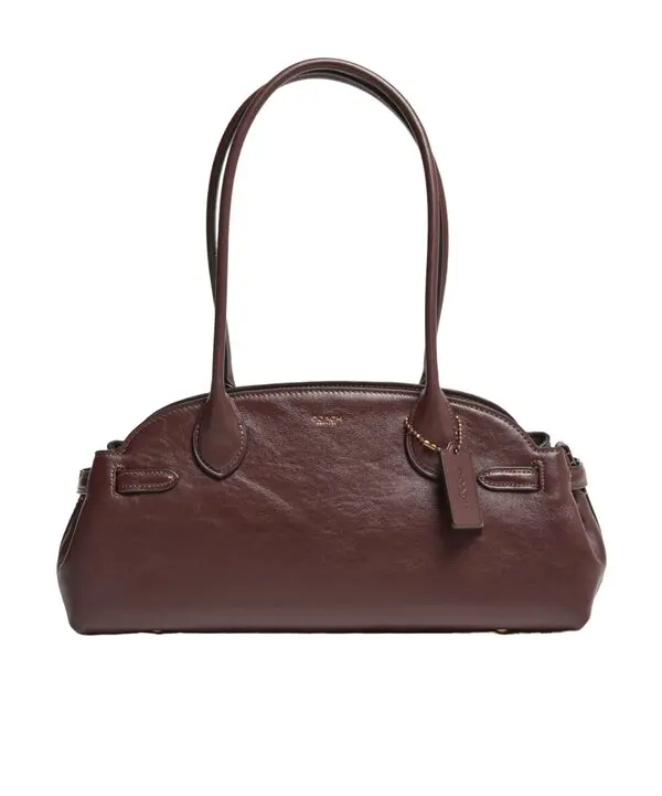 COACH Empire Carryall 34 Glazed Leather Shoulder Bag - Red