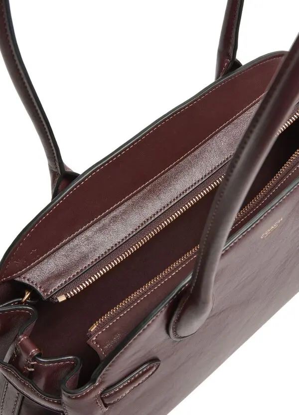 COACH Empire Carryall 34 Glazed Leather Shoulder Bag - Red