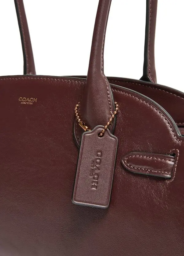 COACH Empire Carryall 34 Glazed Leather Shoulder Bag - Red