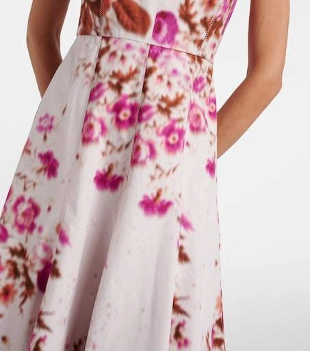 Erdem Floral Cotton Poplin Cocktail Dress - White