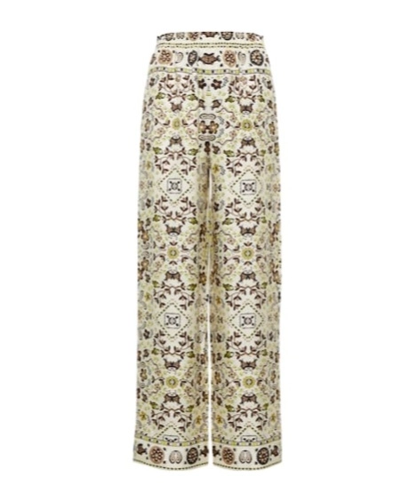 Tory Burch Printed Silk Wide-leg Pants - Nude