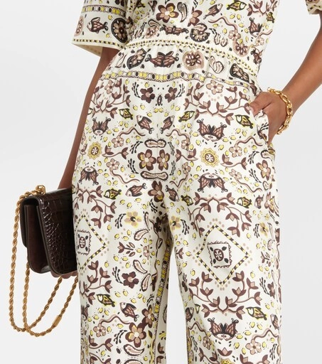 Tory Burch Printed Silk Wide-leg Pants