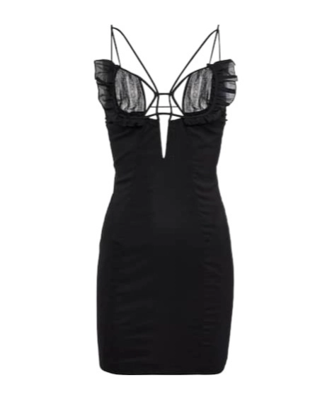 NENSI DOJAKA Frill-trimmed Minidress - Black