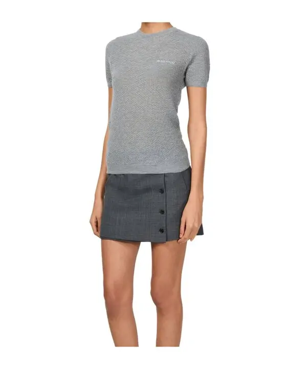 Miu Miu Crew Neck Short-sleeved Sweater