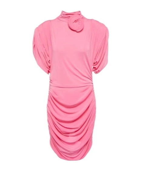 Magda Butrym Rose-appliqué Ruched Jersey Mini Dress