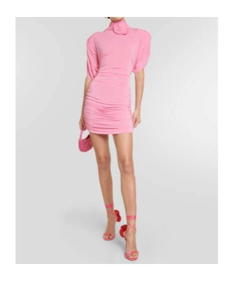 Magda Butrym Rose-appliqué Ruched Jersey Mini Dress