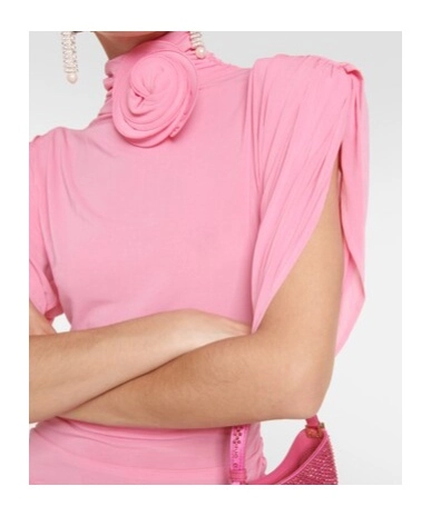 Magda Butrym Rose-appliqué Ruched Jersey Mini Dress
