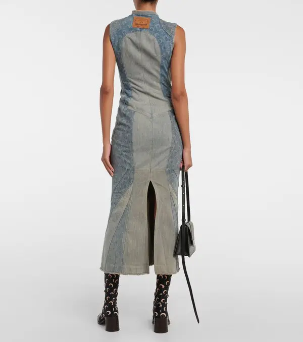 MARINE SERRE All Over Moon Denim Maxi Dress
