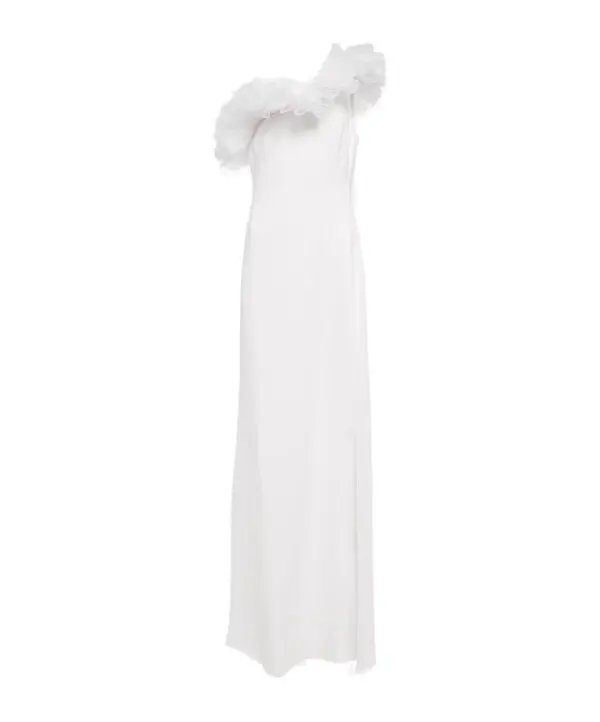 Giambattista Valli Tulle-trimmed Asymmetric Gown - White