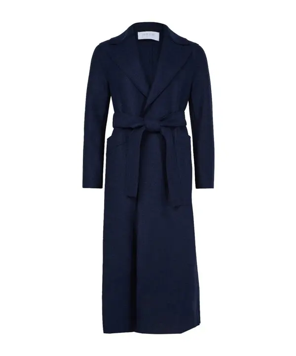 Harris Wharf London Maxi Coat In Pressed Wool - Blue