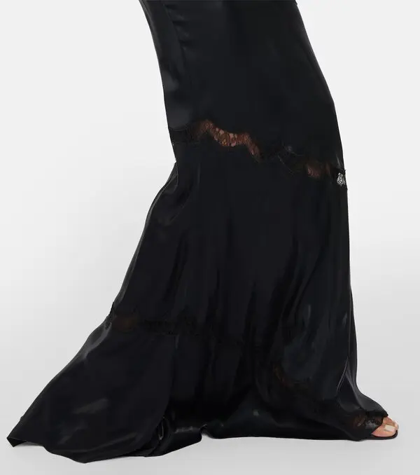 Alessandra Rich Lace-embroidered Faux Leather Maxi Dress