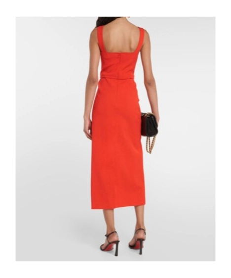 Tory Burch Square Neck Stretch Faille Midi Dress