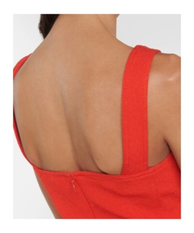 Tory Burch Square Neck Stretch Faille Midi Dress