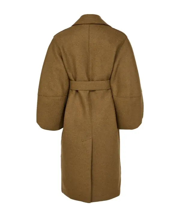 Harris Wharf London Puff-sleeved Belted Coat - Brown