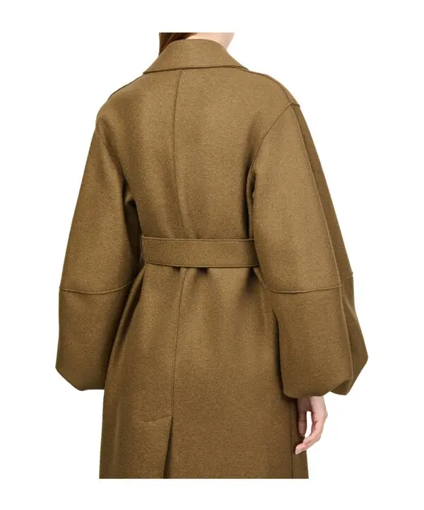 Harris Wharf London Puff-sleeved Belted Coat - Brown