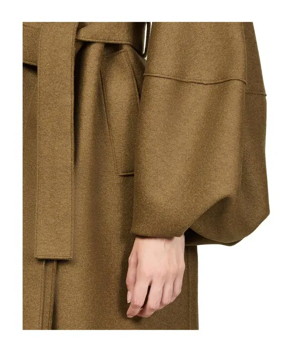 Harris Wharf London Puff-sleeved Belted Coat - Brown