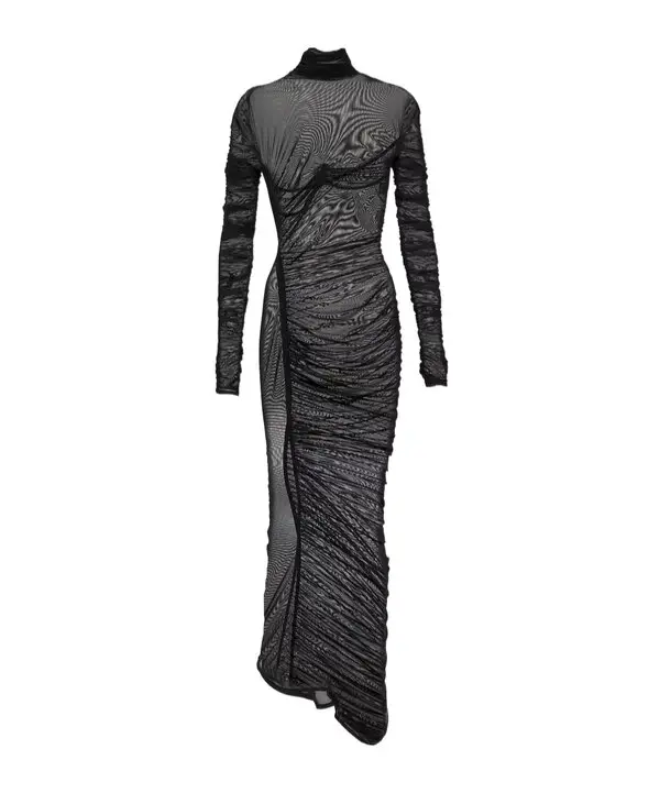 MUGLER Pleated Perspective Dress