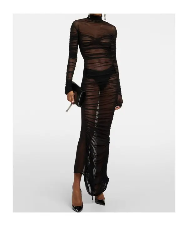 MUGLER Pleated Perspective Dress