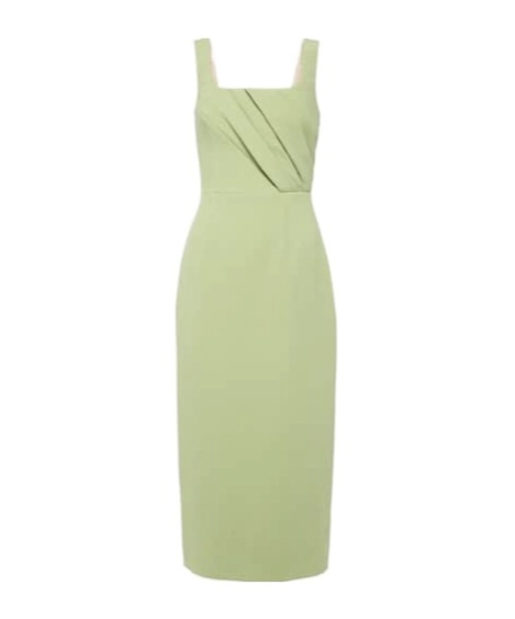 EMILIA WICKSTEAD Arina Pleated Crêpe Midi Dress - Green