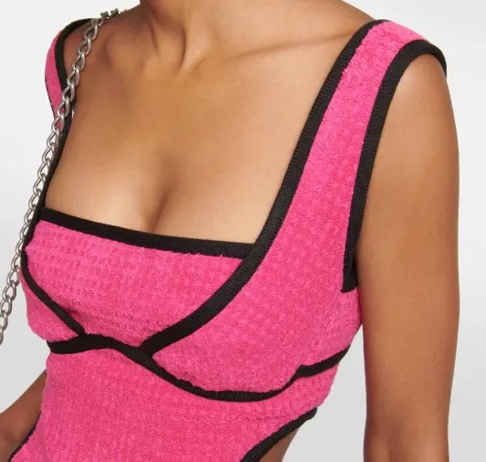 MARINE SERRE Jacquard Cutout Cotton Minidress - Pink