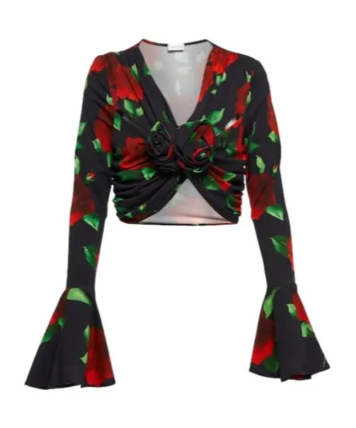 Magda Butrym Floral Ruched Crop Top