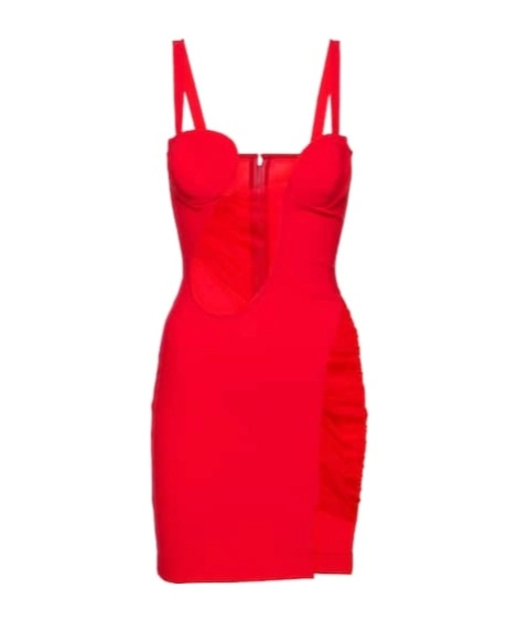 NENSI DOJAKA Cutout Jersey Minidress - Red