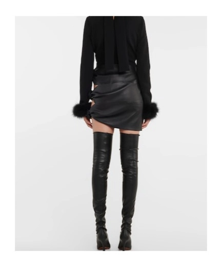 Magda Butrym Feather-trimmed Cutout Bodysuit