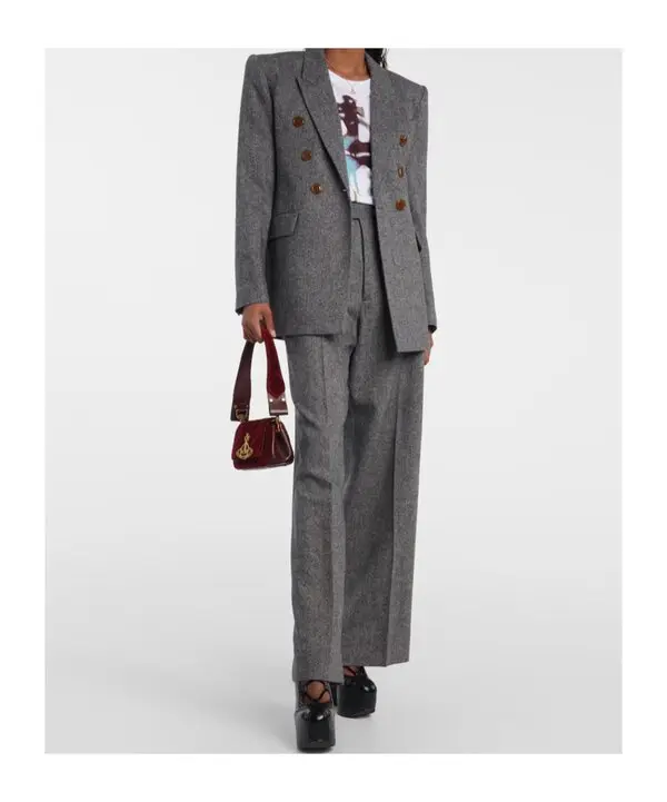 VIVIENNE WESTWOOD Wool-blend Double-breasted Blazer With Notched Lapels