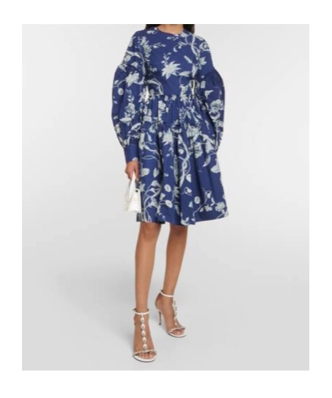 Erdem Floral Print Long Sleeve Mini Dress