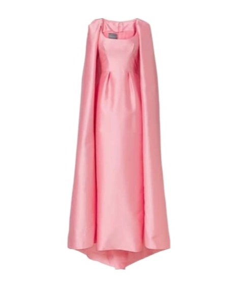 Monique Lhuillier Caped Mikado Gown - Pink