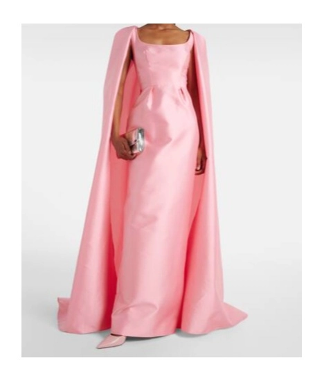Monique Lhuillier Caped Mikado Gown