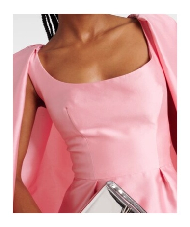 Monique Lhuillier Caped Mikado Gown
