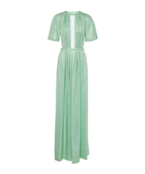 AREA Cutout Crystal-embellished Jersey Gown - Green
