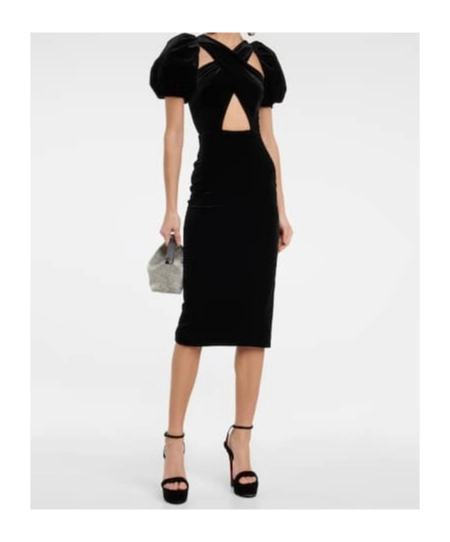 CHRISTOPHER KANE Wrap Velvet Midi Dress