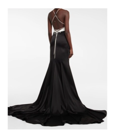 David Koma Embellished Cady And Satin Gown