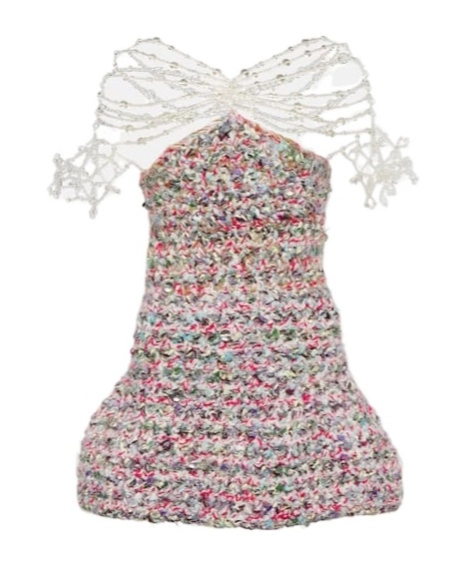 SUSAN FANG Beaded Crochet Minidress