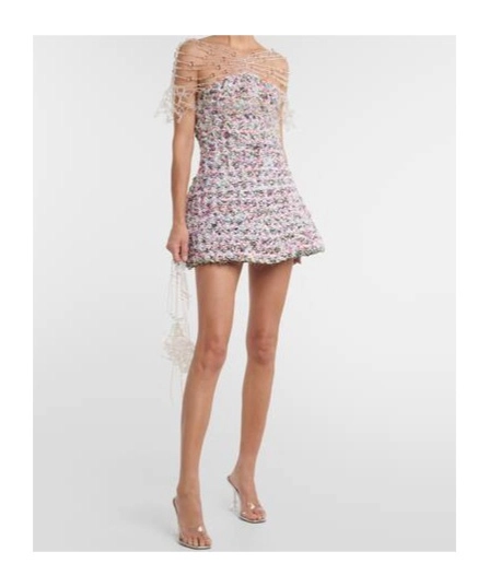 SUSAN FANG Beaded Crochet Minidress