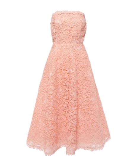 Carolina Herrera Strapless Guipure Lace Midi Dress - Pink