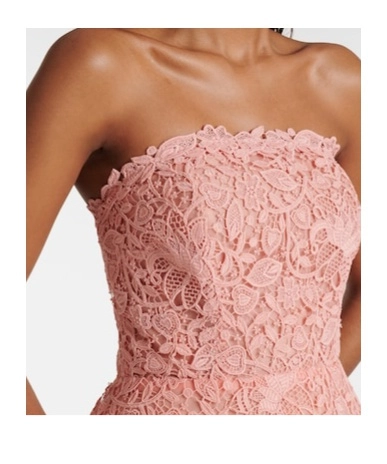 Carolina Herrera Strapless Guipure Lace Midi Dress