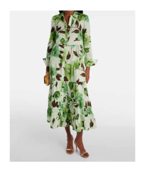Erdem Floral Cotton Shirt Dress - Green
