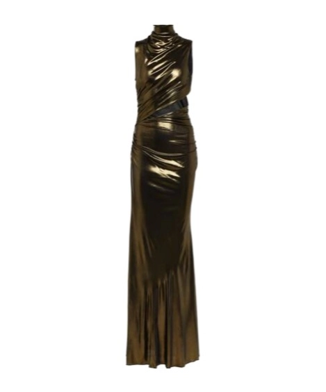 Blumarine Cutout Ruched Metallic Gown