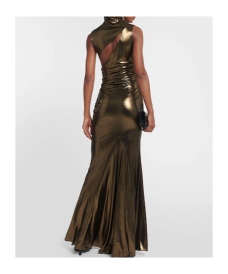 Blumarine Cutout Ruched Metallic Gown