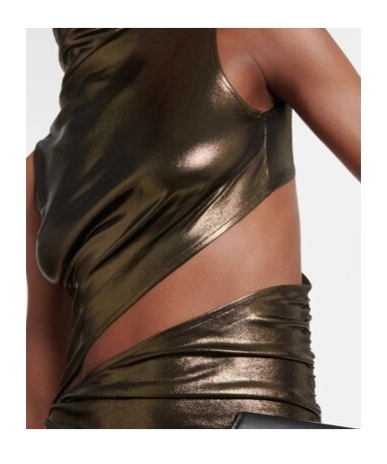Blumarine Cutout Ruched Metallic Gown