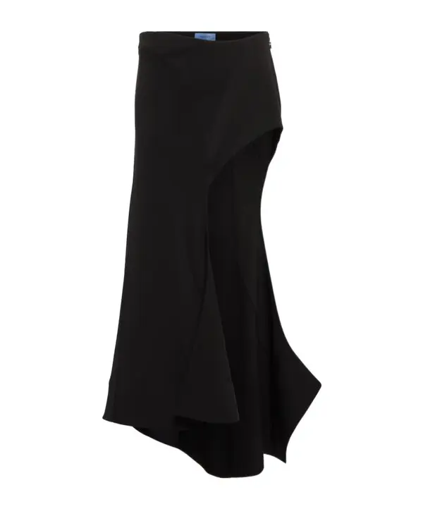 MUGLER Asymmetric Knitted Midi Skirt - Black
