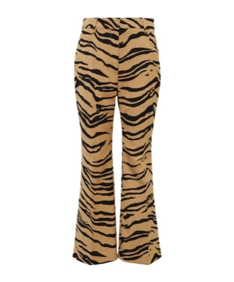 Stella McCartney Tiger-print Wool-blend Flared Pants - Nude