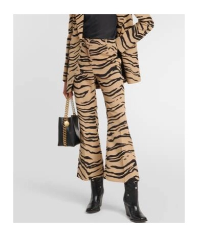 Stella McCartney Tiger-print Wool-blend Flared Pants
